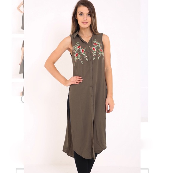 Dresses | Floral Embroidered Longline Dress Top | Poshmark